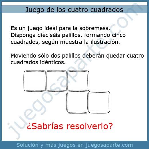 Juego de los cuatro cuadrados - Juegos de lógica y matemáticas recreativas